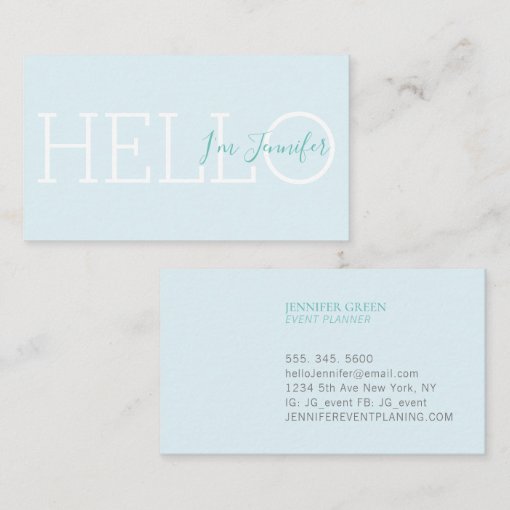 Simple Modern Hello Business Card | Zazzle