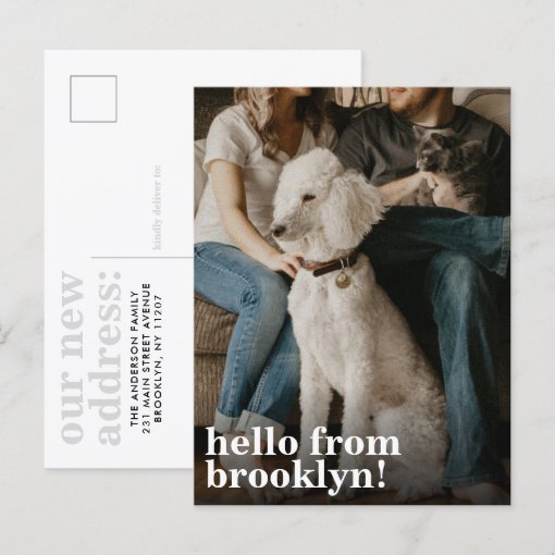 Simple Modern Hello New Home Address Photo Moving Announcement Postcard ...