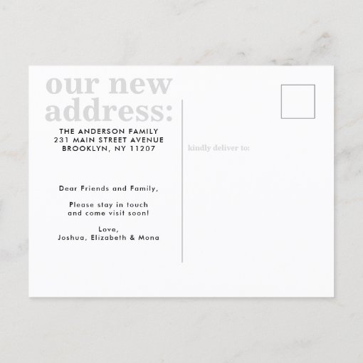 Simple Modern Hello New Home Address Photo Moving Announcement Postcard ...