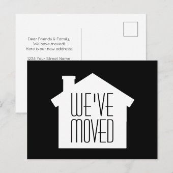 Simple Modern Home New Address | We've Moved Black Announcement ...