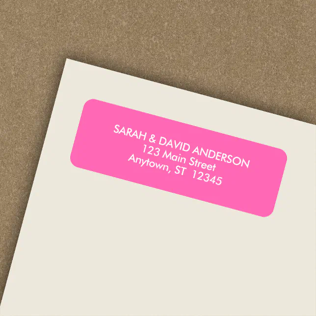 Simple Modern Hot Pink Return Address Label | Zazzle