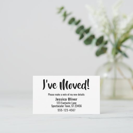 Simple, Modern "I've Moved" Hand-Out Cards | Zazzle