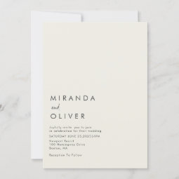 Simple Modern Ivory Monogram Wedding Invitation | Zazzle