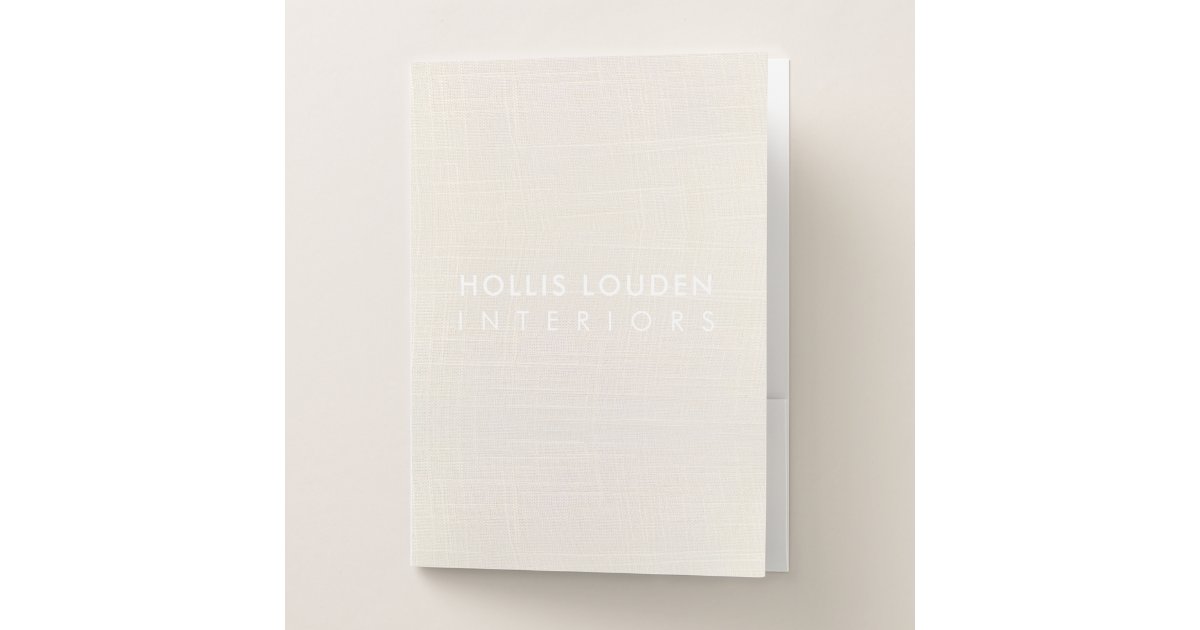 Simple Modern Ivory White Linen "look" Pocket Folder | Zazzle