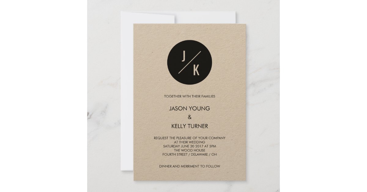 Simple modern kraft monochrome circle invitation | Zazzle