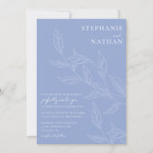 Simple Modern Leaves Periwinkle Wedding Invitation | Zazzle