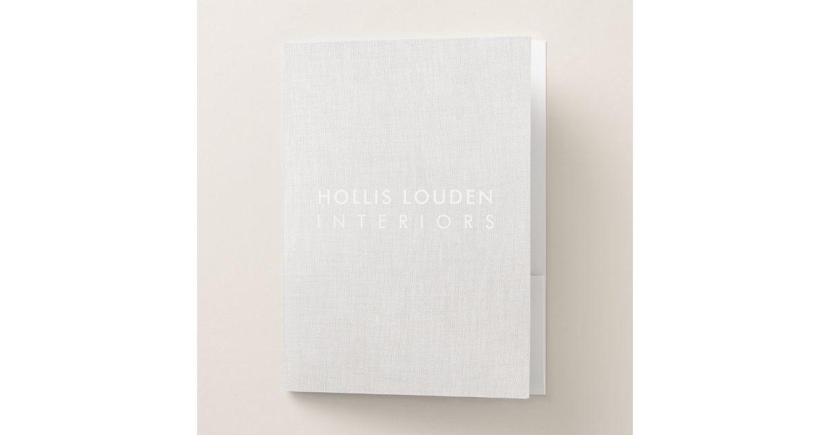 Simple Modern Light Beige Linen "look" Pocket Folder | Zazzle