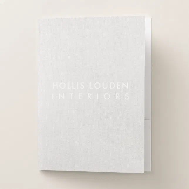 Simple Modern Light Beige Linen "look" Pocket Folder | Zazzle