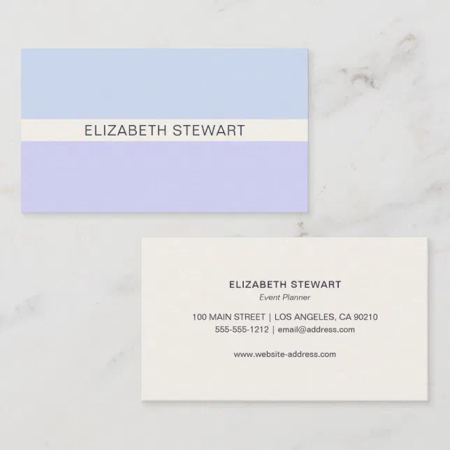Simple Modern Light Blue and Lavender Professional Business Card | Zazzle