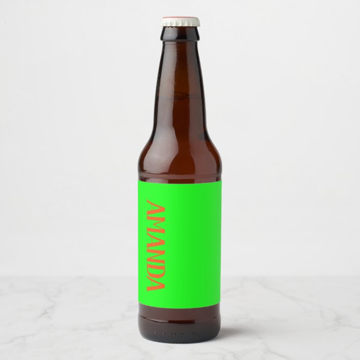 Simple & Modern Lime Green & Orange - Personalized Beer Bottle Label ...