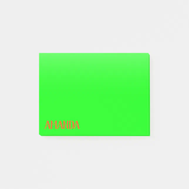 Simple & Modern Lime Green & Orange - Personalized Post-it Notes | Zazzle