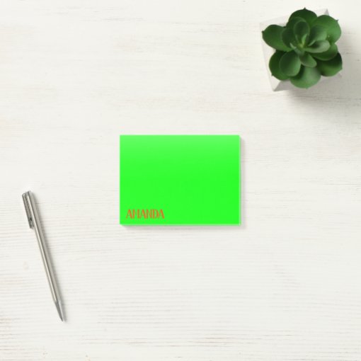 Simple & Modern Lime Green & Orange - Personalized Post-it Notes | Zazzle