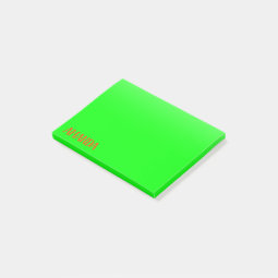Simple & Modern Lime Green & Orange - Personalized Post-it Notes | Zazzle