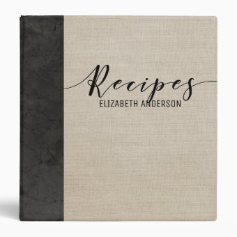 Simple Modern Linen Family Recipe Cookbook 3 Ring Binder | Zazzle