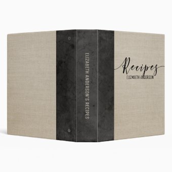 Simple Modern Linen Family Recipe Cookbook 3 Ring Binder | Zazzle