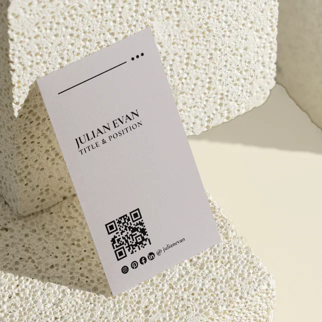 Simple Modern LinkedIn QR Code Beige Minimalist Business Card | Zazzle