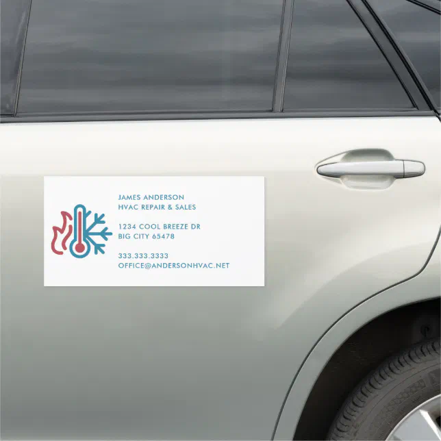 Simple Modern Logo AC Heat HVAC Business Car Magnet | Zazzle