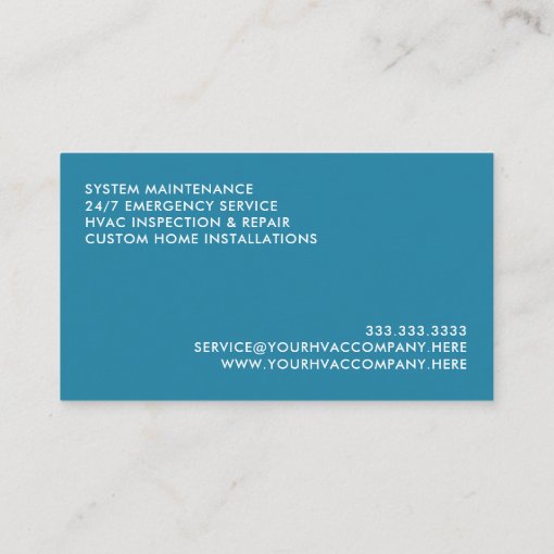 Simple Modern Logo AC Heat Professional HVAC Business Card | Zazzle
