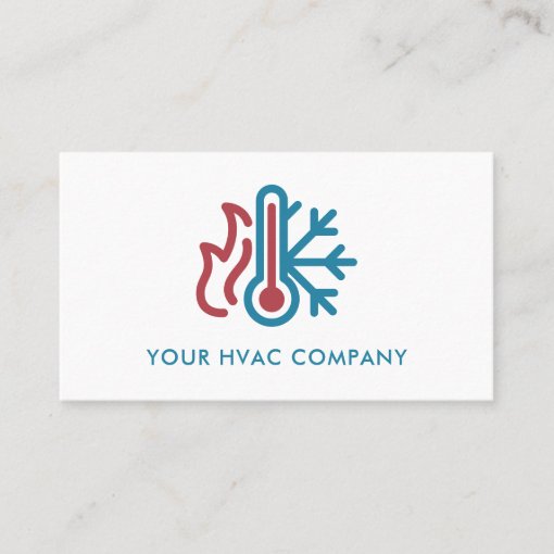Simple Modern Logo AC Heat Professional HVAC Business Card | Zazzle