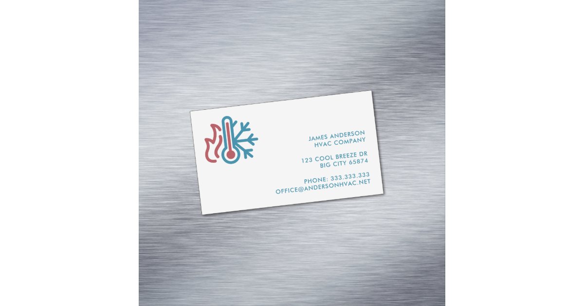 Simple Modern Logo AC Heat Professional HVAC Business Card Magnet | Zazzle