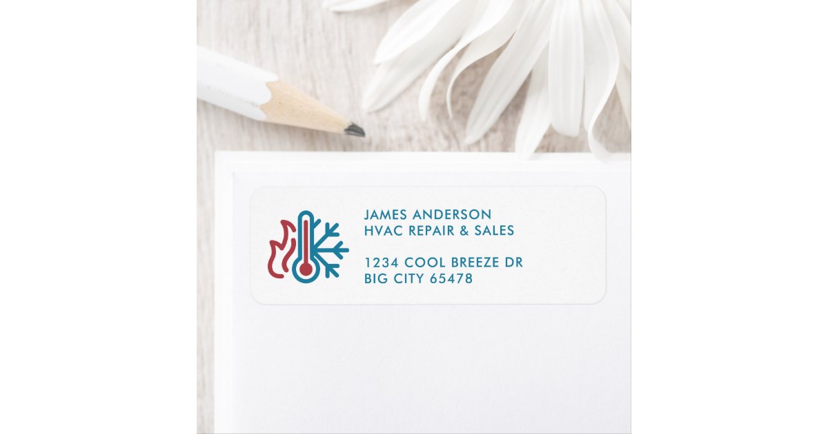 Simple Modern Logo AC Heat Professional HVAC Label | Zazzle