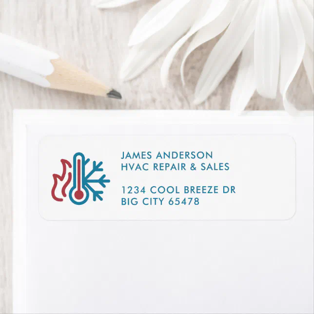 Simple Modern Logo AC Heat Professional HVAC Label | Zazzle