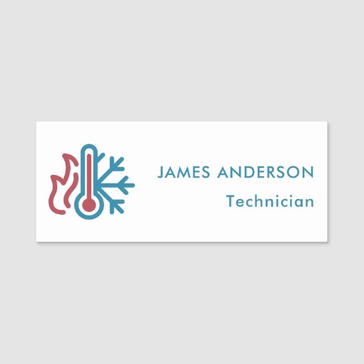 Simple Modern Logo AC Heat Professional HVAC Name Tag | Zazzle