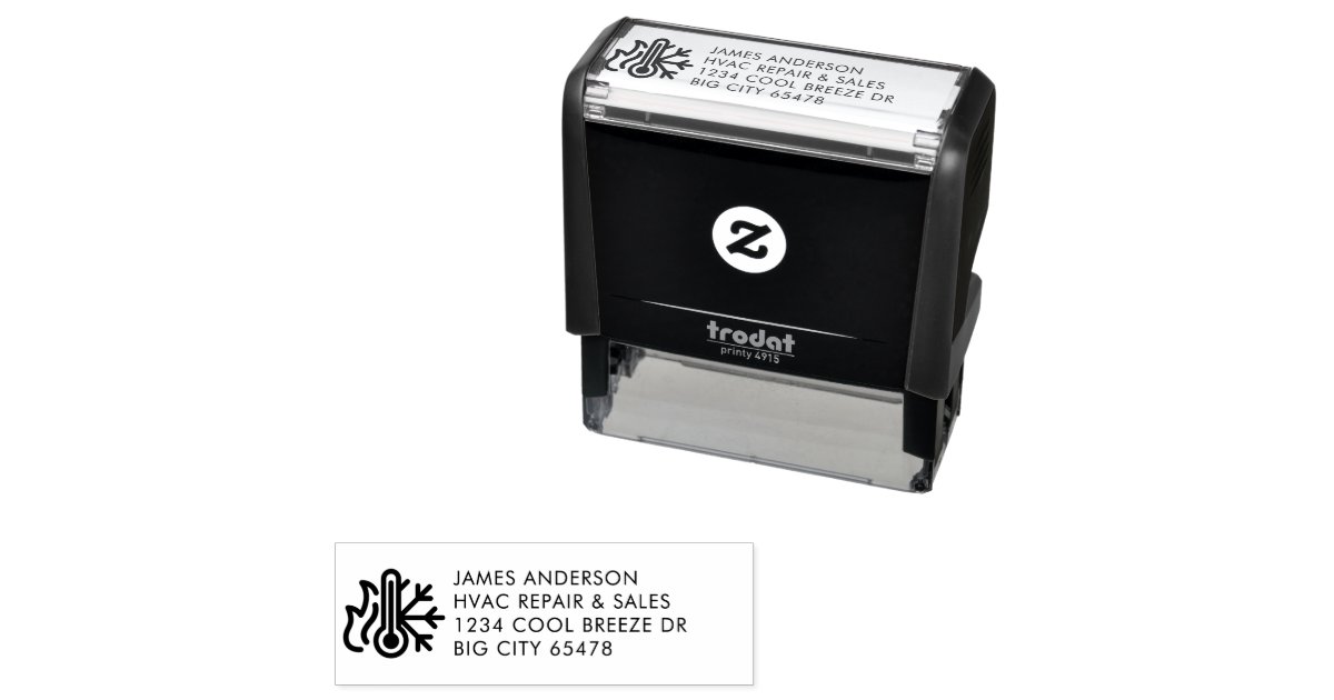 Simple Modern Logo AC Heat Professional HVAC Self-inking Stamp | Zazzle