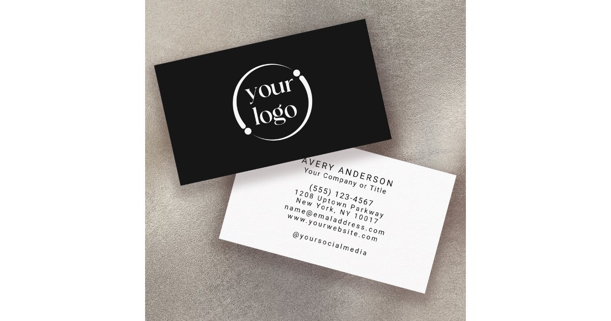 Simple Modern Logo on Black Business Card | Zazzle