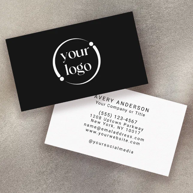 Simple Modern Logo on Black Business Card | Zazzle