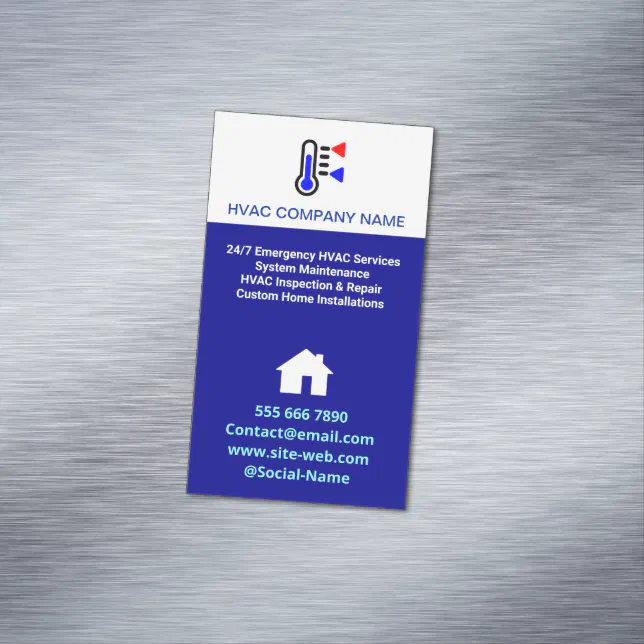 Simple Modern Logo, Professional AC HVAC Business Card Magnet | Zazzle