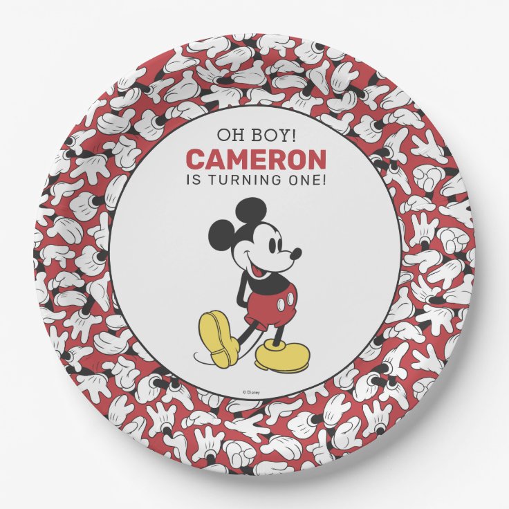 Simple Modern Mickey Mouse Birthday Paper Plates | Zazzle