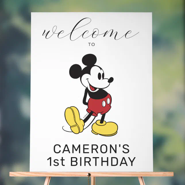 Simple Modern Mickey Mouse Birthday Welcome Acrylic Sign | Zazzle