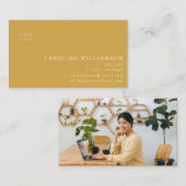Simple Modern Minimal Dusty Yellow Logo Photo Business Card | Zazzle