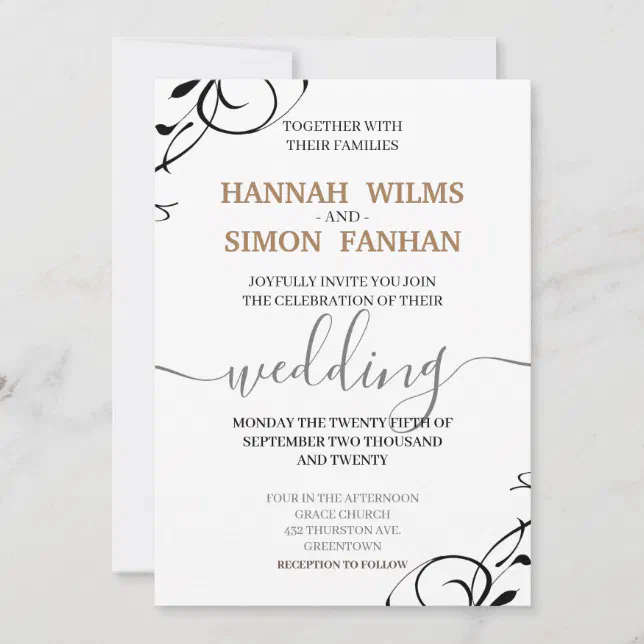 Simple Modern & Minimal Elegant Wedding Invitation | Zazzle