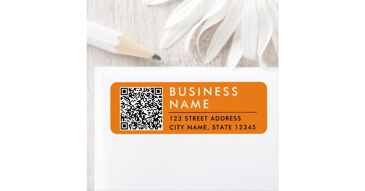 Simple Modern Minimal Orange Web QR Code Digital Label | Zazzle