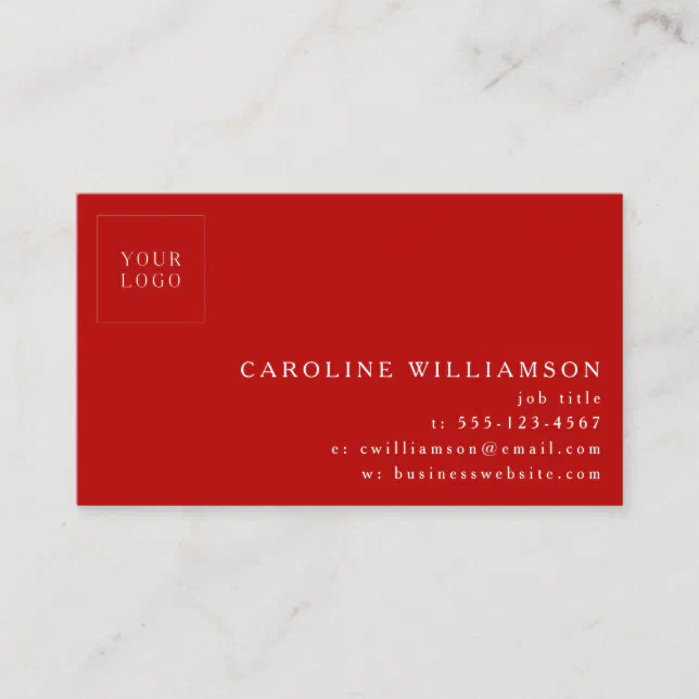 Simple Modern Minimal Professional Logo in Red Business Card | Zazzle