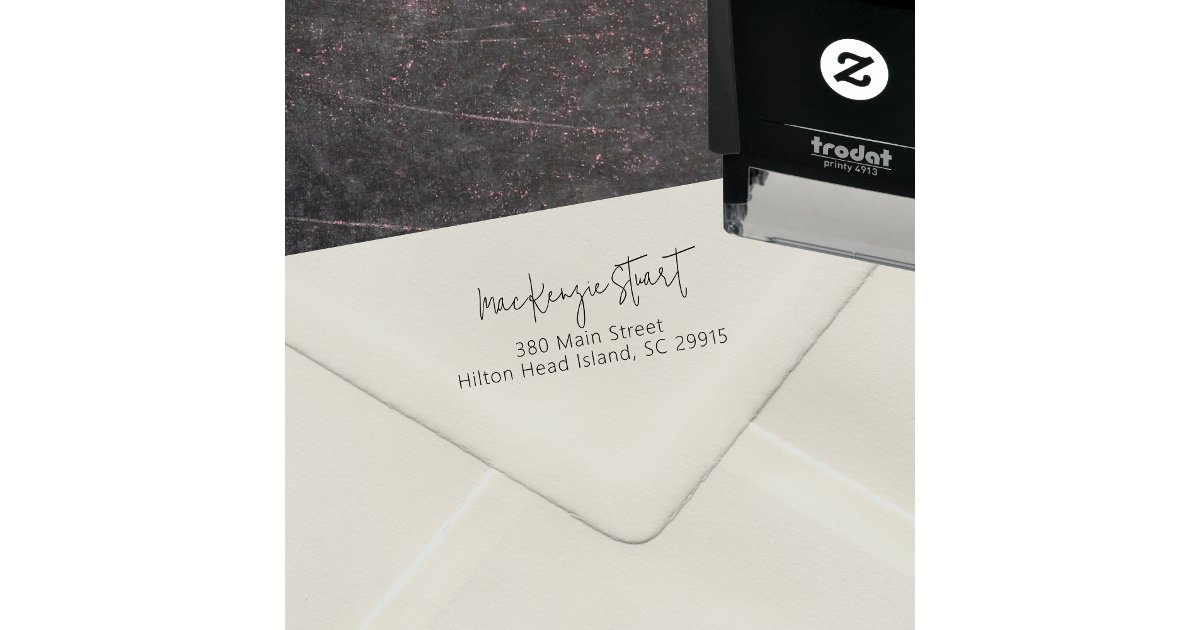 Simple Modern Minimal Return Address Script Self-inking Stamp | Zazzle
