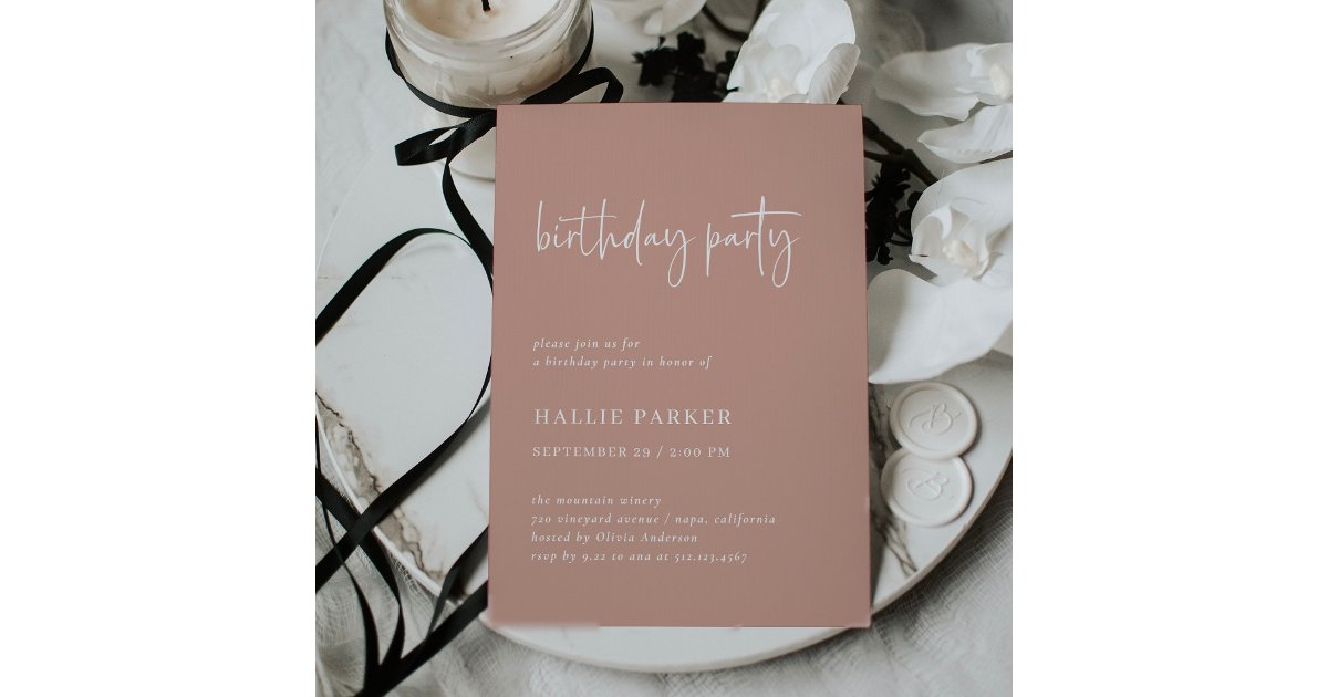 Simple Modern Minimal | Terracotta Birthday Party Invitation | Zazzle