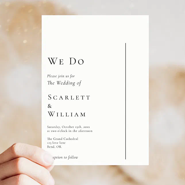 Simple Modern Minimal We Do Wedding Invitation | Zazzle
