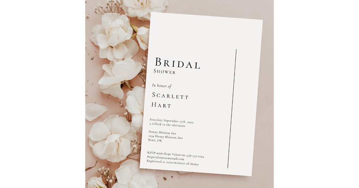 Simple Modern Minimal Wedding Bridal Shower Invitation | Zazzle