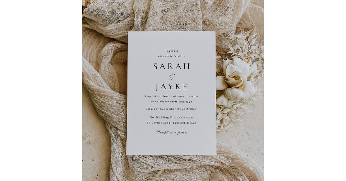Simple Modern Minimal Wedding Invitation | Zazzle