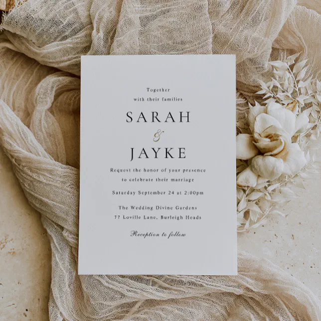 Simple Modern Minimal Wedding Invitation | Zazzle