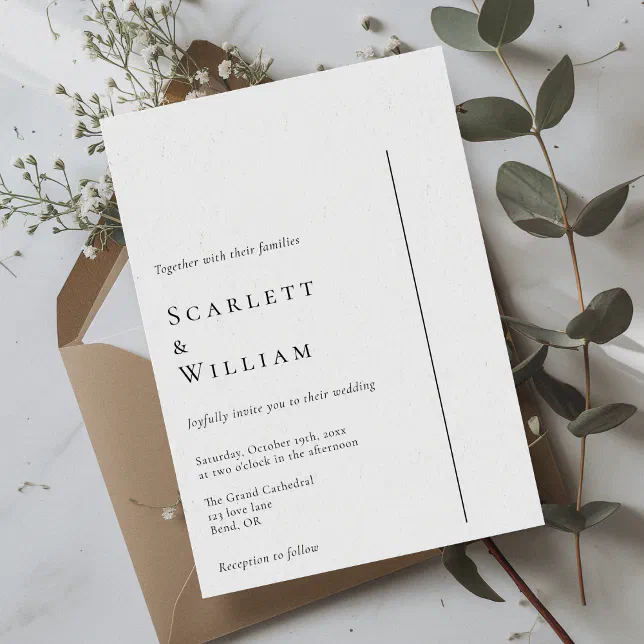 Simple Modern Minimal Wedding Invitation | Zazzle