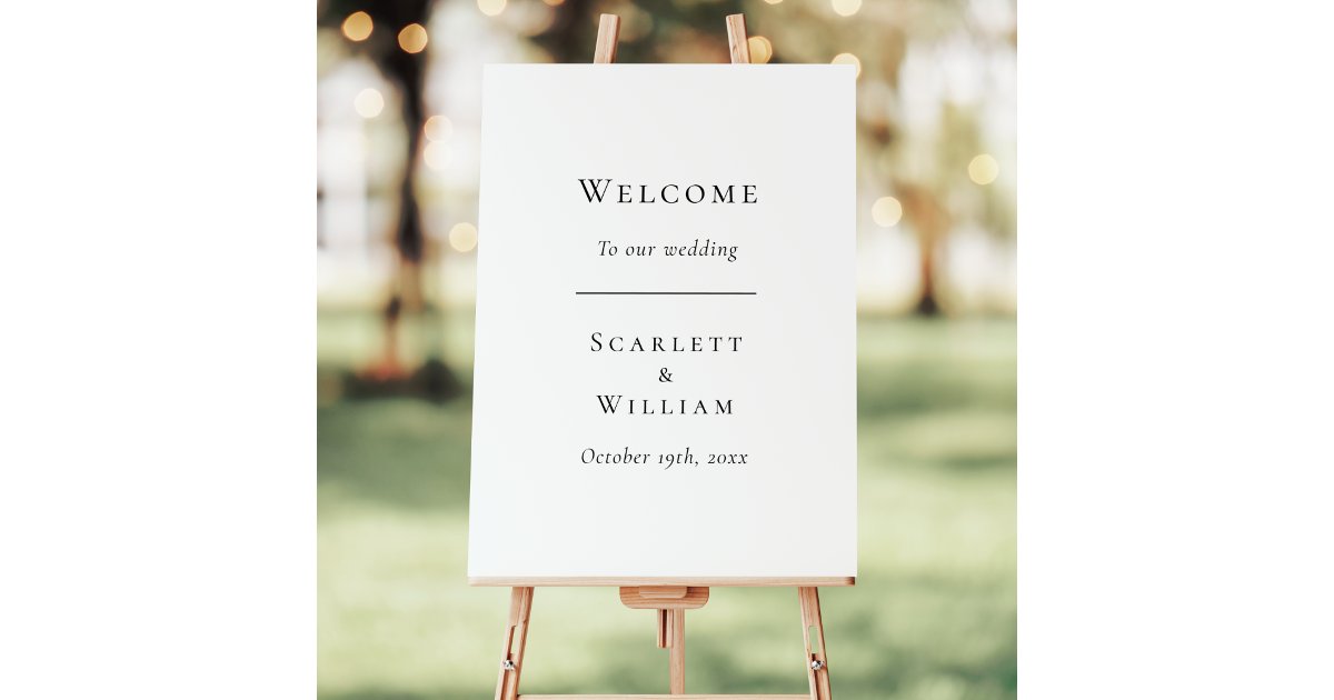 Simple Modern Minimal Wedding Welcome Sign | Zazzle