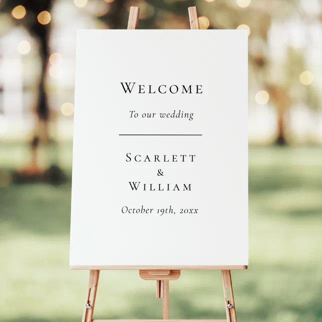 Simple Modern Minimal Wedding Welcome Sign | Zazzle