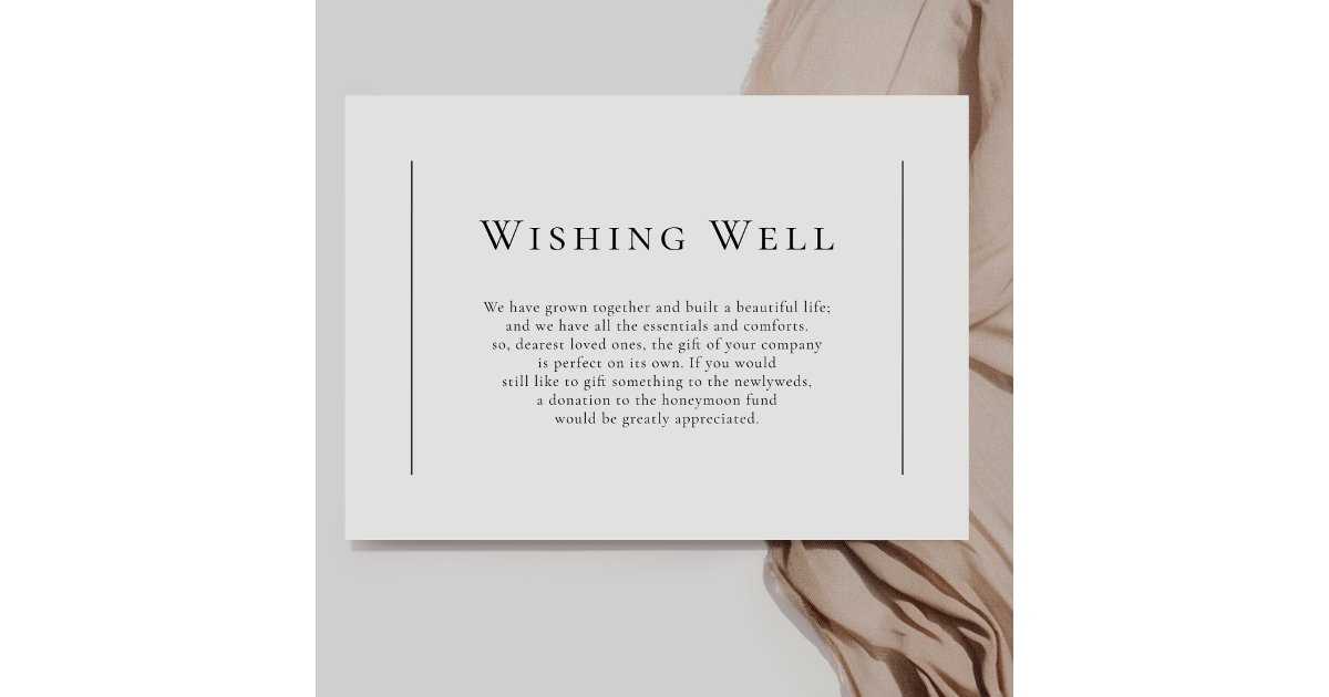 Simple Modern Minimal Wedding Wishing Well Enclosure Card | Zazzle