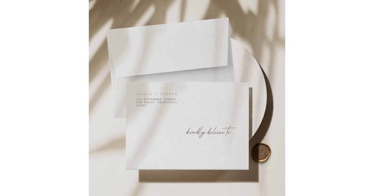 Simple Modern Minimalist A7 5x7 Wedding Envelope | Zazzle