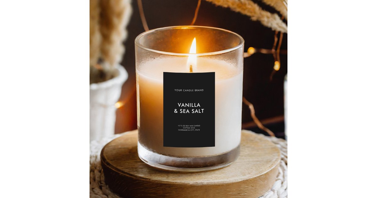 Simple Modern Minimalist Black Candle Label | Zazzle