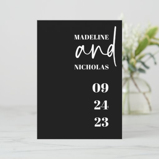 Simple Modern Minimalist Black Wedding Invitation | Zazzle